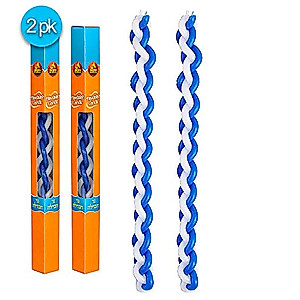 Ner Mitzvah Braided Havdalah Candle - 2-Pack - Round Blue and White Paraffin Wax - Handcrafted Havdallah Candle - Shabbat Judaica Gift