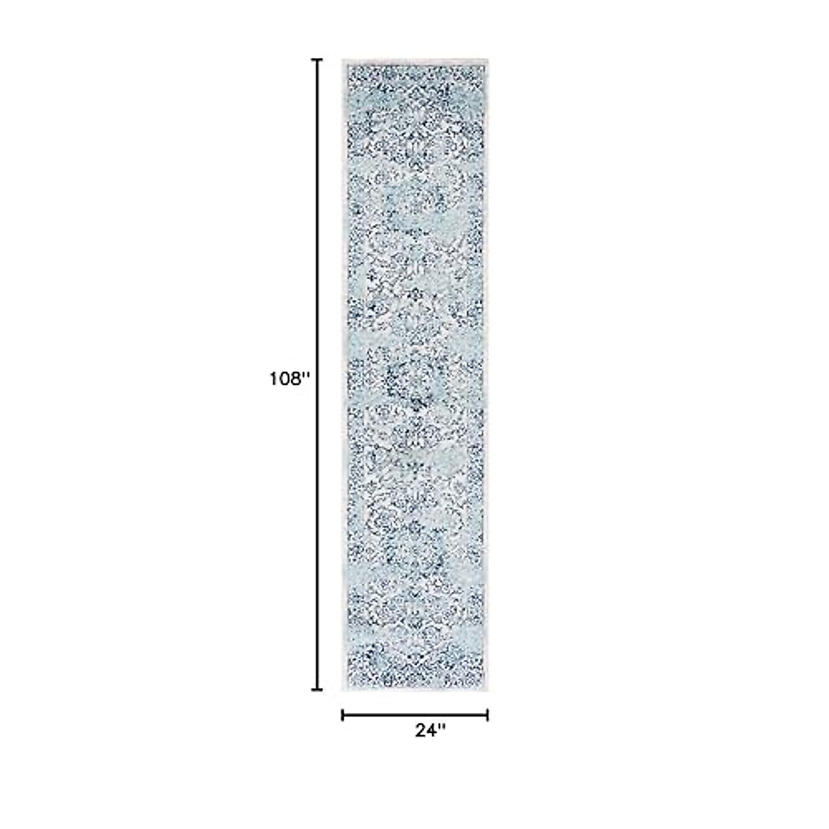 SAFAVIEH Tulum Collection Runner Rug - 2' x 9', Ivory & Blue, Oriental Design, Non-Shedding & Easy Care, Ideal for High Traffic Areas in Living Room, Bedroom (TUL282B)
