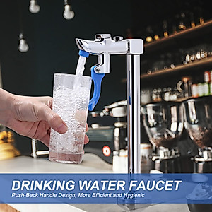 WOWOW Glass Filler Faucet, 9-Inch Push-Back Water Filler Faucet Deck Mount Pedestal Glass Filler Water Station, Stainless Steel Drinking Water Filling Faucet for Bar Hotel Restaurant Cafes