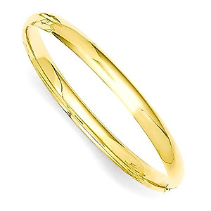 IceCarats 14K Yellow Gold 4.75mm Hinged Bangle Bracelet
