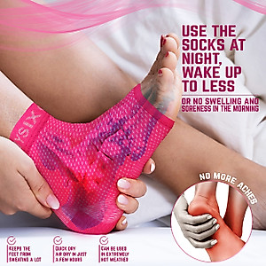 Physix Gear Sport Plantar Fasciitis Socks with Arch Support for Men & Women - Ankle Compression Sleeve, Toeless Compression Socks Foot Pain Relief, Ankle Swelling - Better than Night Splint, Pink XXL