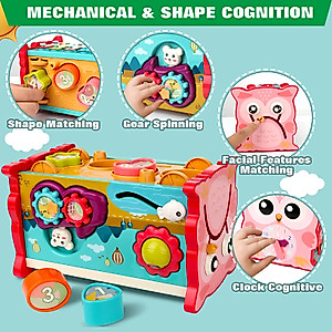 wakeInsa 8 in 1 Toddler Activity Cube,Toddler Montessori Toys,Fine Motor Skills Toys,Xylophone for Toddlers,Whack a Mole Game,Magnetic Fishing Game,Baby Learning Toy,Toddler Sensory Educational Toy