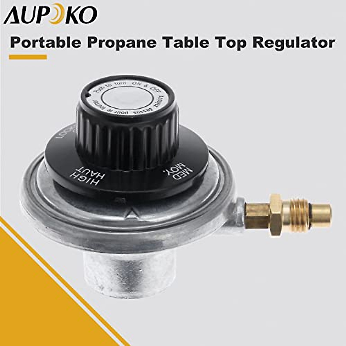 Aupoko Propane Gas Grill Control Valve Table Top Regulator, Propane Gas Grill Control Valve with M12 0.7mm Nozzle Jet and 1"-20 Female Throwaway Cylinder Thread Inlet and an Orifice Outlet