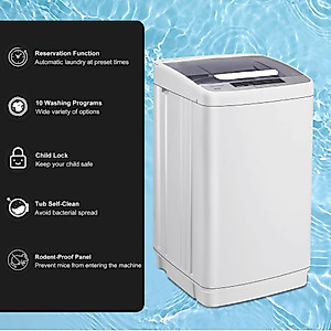 Outspurge Full Automatic Washer Machine,Portable Washing Machine for Household Use,0.9 Cu.Ft.Laundry Washer Spin with 10 Wash Programs& LED Display& Built-in Drain Pump,Ideal for RV,Camping