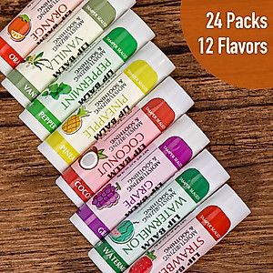 AZEN 24 Pack Lip Balm Stocking, Natural Lip Balm Bulk, Moisturizing Lip Balm for Dry Lips