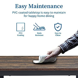 Tassullo Dining Table and Chair Set for 4, 47 Inch MDF Tabletop Kitchen Table Set with High Back PU Leather Chairs, Nesting for Space Saving (Table & Chair Set)