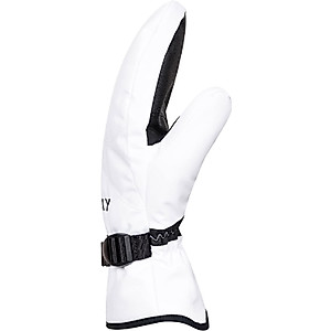 Roxy Women's Jetty Solid Insulated Mittens - Warm Winter Sports Mittens with ROXY DryFlight Technology, Bright White, Large