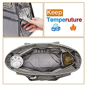 Rabjen Nurse Tote Bag for Work with Padded 15.6” Laptop Sleeve, Medical Supplies Shoulder Bag for Home Health Care