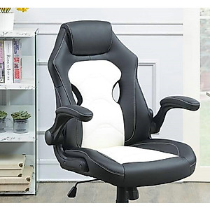 Aienid Fabric Black White Office Chair Upholstered 1Pc Comfort Chair Relax Gaming Office Chair Work