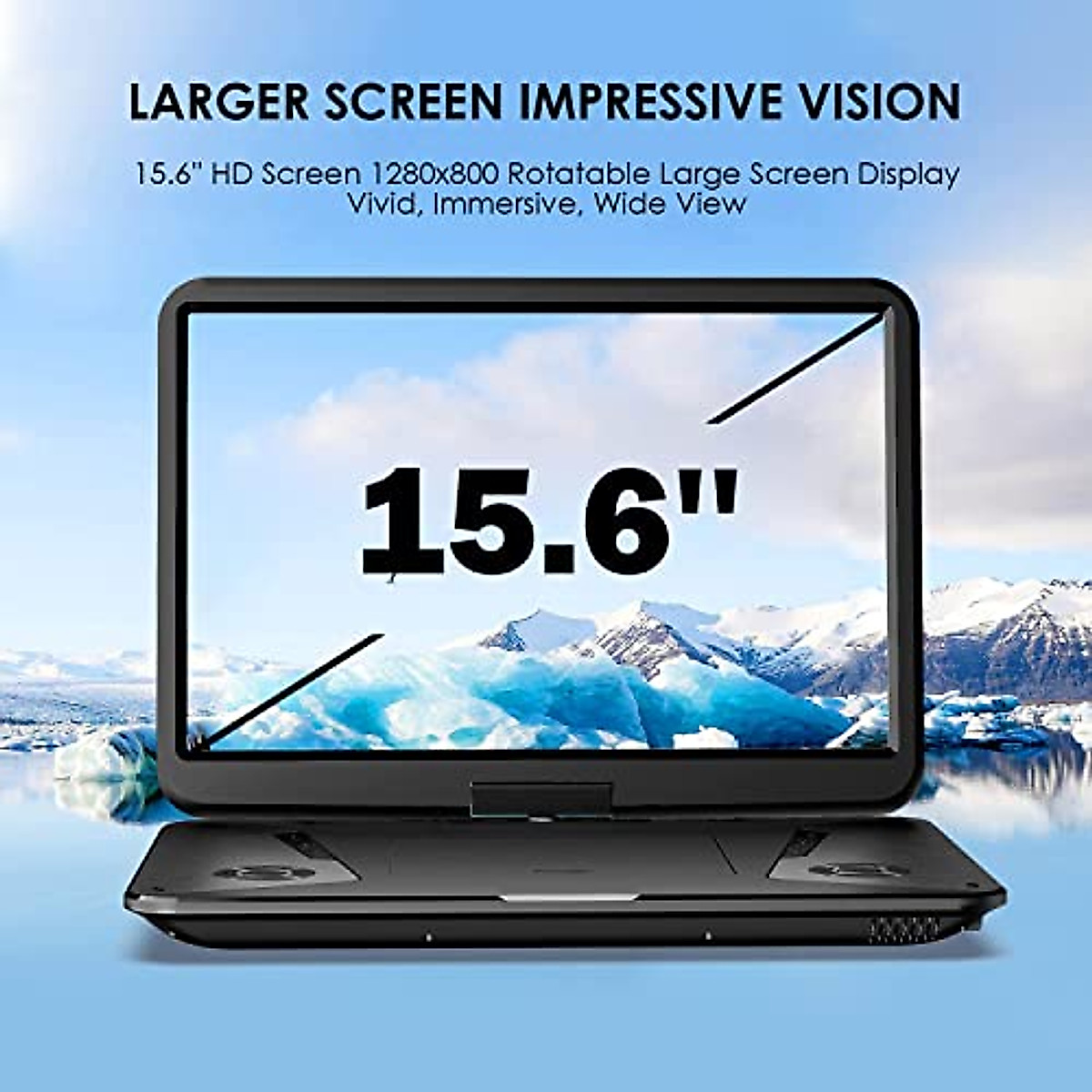 SUNPIN 17.9" Portable DVD Player with 15.6'' Large HD Swivel Screen, Screen Mirror Function, HDMI Input, Dolby Digital, 6 Hours Rechargeable Battery, Support USB and Multiple Disc Formats, Sync TV