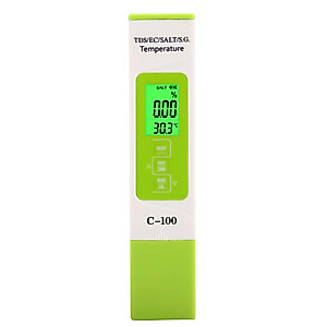 Water Quality Test Pen, C 100 5 in 1 Salinity EC Seawater Tester Multifunction Water Quality Tester with Backlight