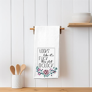 Looks like it's F*ck the Sh*t O'clock, Funny Kitchen Tea Bar Towel Gift for Women Microfiber