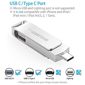 USB C Flash Drive, Dolomy 64GB USB 3.1 to USB C Thumb Drive, 2 in 1 OTG Metal Type C Flash Drive for USB C Smartphones, Tablets, PC, USB C Devices