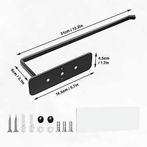 Paper Towel Holder Under Cabinet - Both Available in Adhesive and Drilling - Black Paper Towel Holder Wall Mount - Upgraded Aluminum Paper Towel Rack for Kitchen, Bathroom