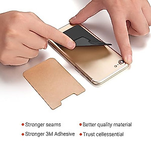 OBVIS Cell Phone Pocket Self Adhesive Card Holder Stick On Wallet Sleeve with Adhesive RFID Card ID Credit Card ATM Card Holder for iPhone Android 2 Pack Black