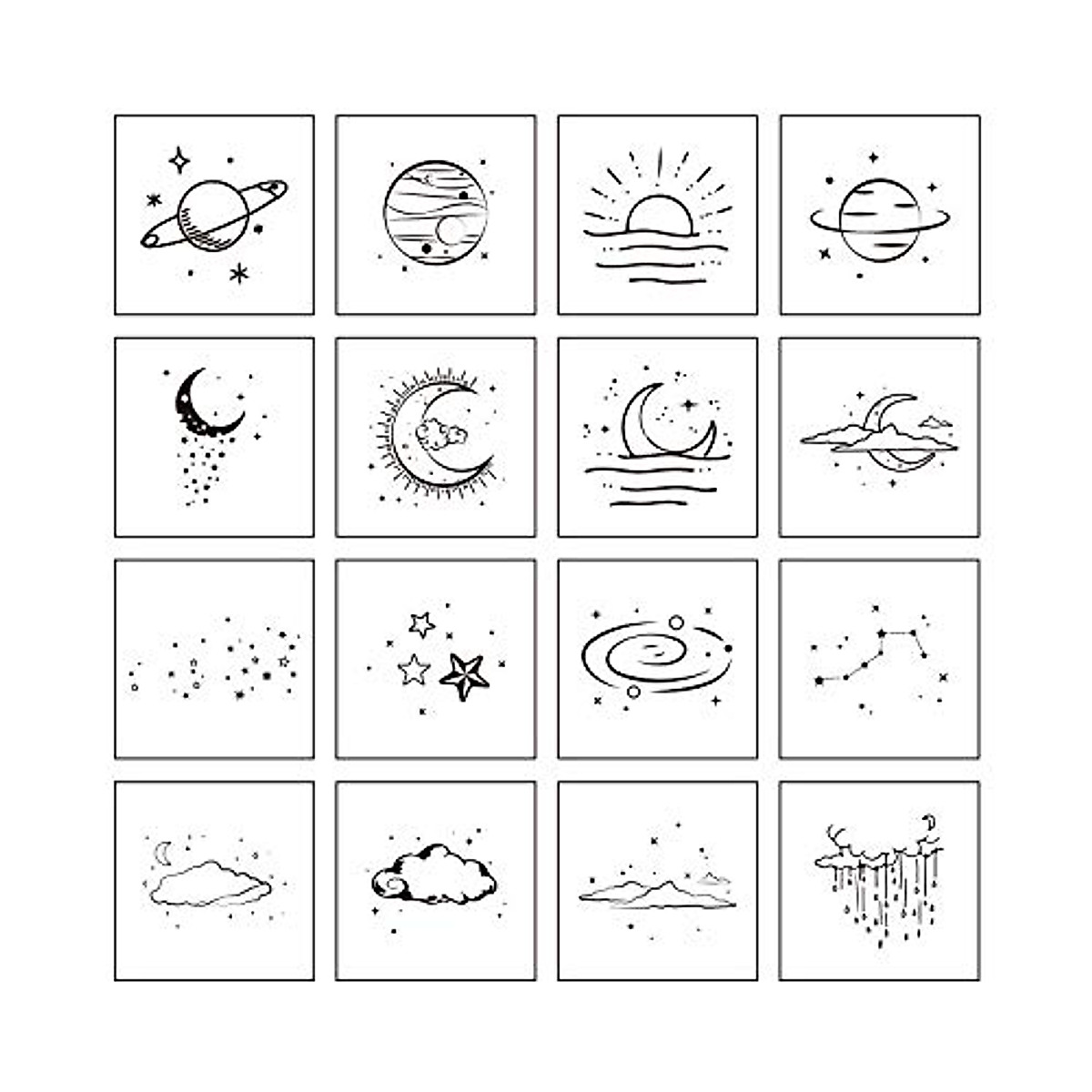 Cliocoo 16pcs Moon&Star Wood Rubber Stamp Set M-26 (1-Moon Star)