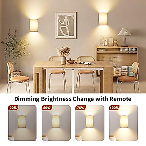 Facaimo RGB Wall Sconces Set of Two, Battery Rechargeable Wall Lighting with Remote Control, Cordless Wall Lamp Sconces Dimmable Magnetic Wall Sconce for Bedroom Living Room Hallway