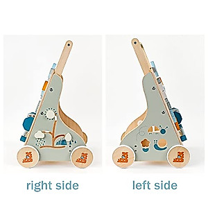 PairPear Wooden Baby Walker, Toddler Push Walker Activity Center Toys