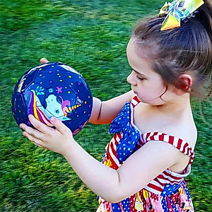 PP PICADOR Kids Soccer Ball Size 1 with Ball Pump Toddler Soft Soccer Ball Cute Cartoon Kids Ball Toy Gift with Pump (Dark Blue Unicorn, Size 1)