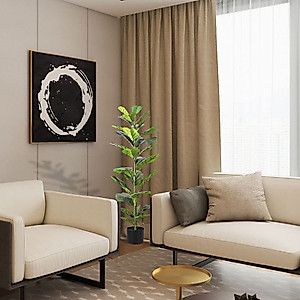 kutuuhome Artificial Fiddle Leaf Fig Tree Fake Ficus Lyrata Plant Faux Plants in Pot for Indoor Outdoor House Home Office Garden Modern Decoration Perfect Housewarming Gift … (47 inch)