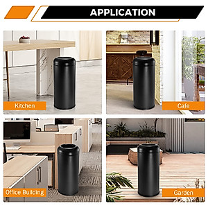 BEAMNOVA Commercial Trash Can,60L Large Capacity Baking Paint Craft Matte Black Stainless Steel Trash Can Outdoo Indoor Garbage Enclosure with Lid Inside Cabinet Industrial Waste Container