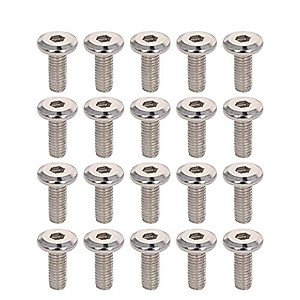 MroMax 20Pcs M6 x 16mm Flat Head Hex Socket Cap Screws Bolts, Nickel Plated Carbon Steel Fully Threaded Furniture Screws for Assemble Cabinets, Baby Beds, Tables and Chairs