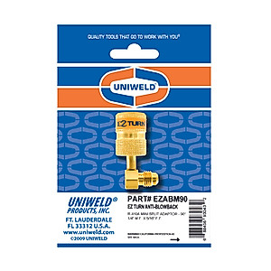Uniweld EZABM90 Ez-Turn® Anti-Blowback R410a Mini Split Adapter, 1/4" M.F. X 5/16" (1/2"-20) Female, 90°