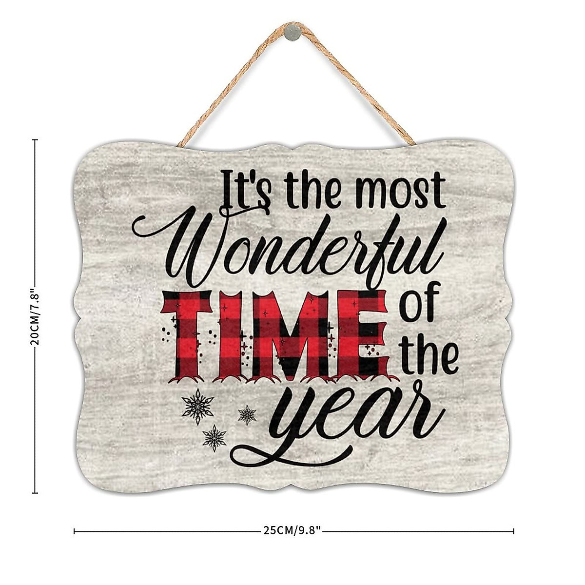 ArogGeld It's The Most Wonderful Time of Year Wood Sign Red Black Buffalo Plaid Wooden Christmas Wall Hanging Plaque Holiday Home Decoration for Front Door Garden Porch, White, q2kpkxlexvxg, 8x10''