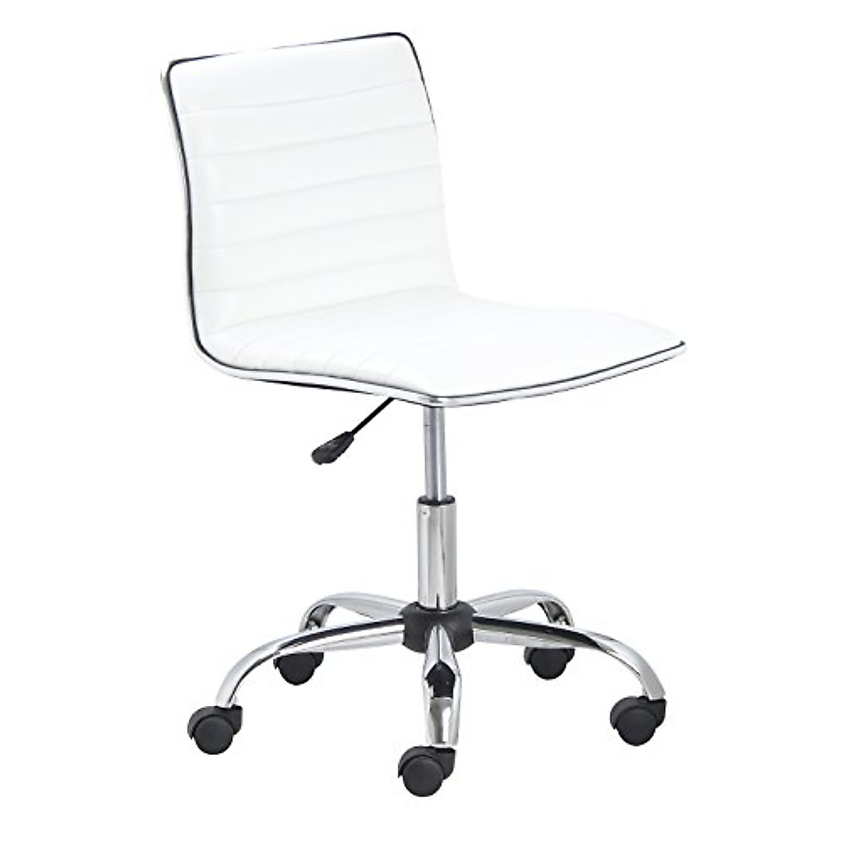 BTEXPERT BTExpert Swivel Mid Back Armless Ribbed Designer Task Chair Leather Soft Upholstery Office Chair - White