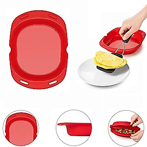 WINGSIGHT Silicone Omelette Maker Non Stick Foldable Microwave Egg Roll Baking Pan Omelet Tool,Quick and Easy 2 in 1 Silicone Omelet Tool Breakfast Set (1 pack)