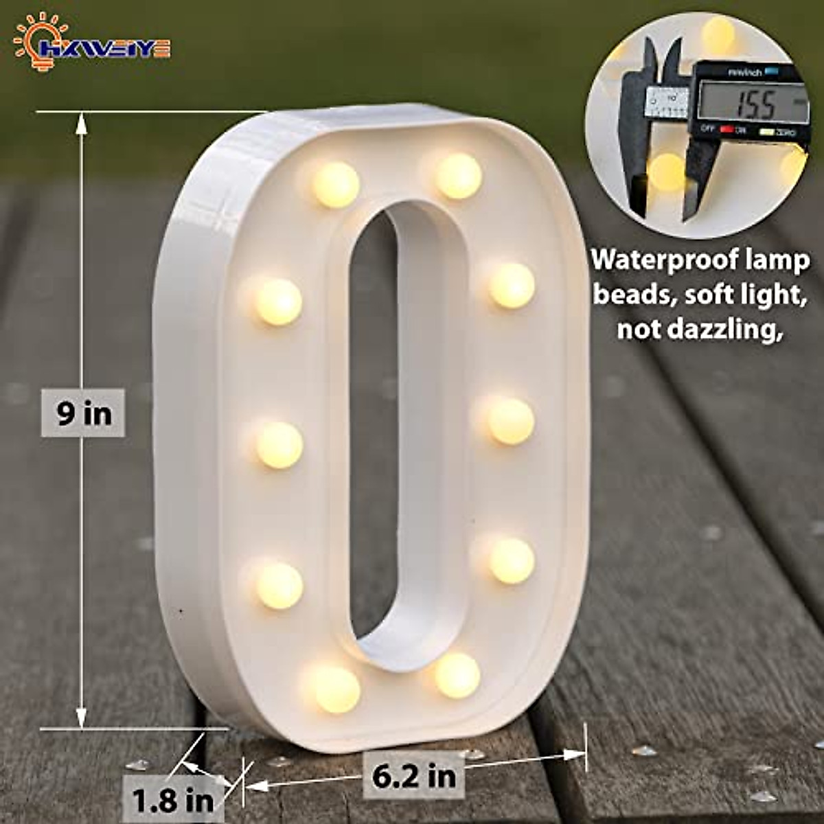 HXWEIYE Light Up Letters LED Marquee Letters Lights Sign 26 Alphabet and 10 Number Big Lights Letter for Party Birthday Bar Battery Powered Christmas Decor Letter Lights (Warm White O)