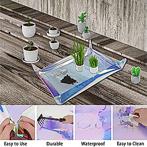 Azureblue Repotting Mat for Indoor Plants Iridescent Plant Potting Mat Waterproof Potting Repotting Tray Gardening Mat Indoor Plant Accessories 25.6 x 17.3