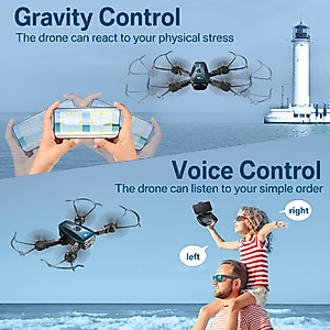 Drones with Camera for Adults/Kids/Beginners 1080P HD APP/Voice Control Camera Drone Easy to Control One-key Returning Altitude Hold 3D Flip 3 Speeds Toy Drone for Kids Gift Ideas for Boys Girls