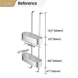 FINECHI Over the Door Shower Caddy Hanging Storage Organizer Rust Proof Aluminum Bathroom Tub Storage Rack with Hooks and Baskets(Brushed Nickel, 2-Tier)