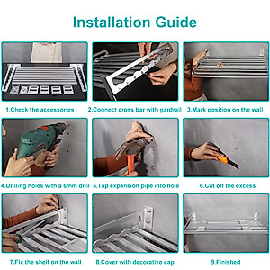 Goyappin Microwave Oven Rack, 23.58“x15.52“ Shelf for Microwave Wall Mount, Wall-Mounted Electric Oven Holder Shelf Kitchen Wall Pot Pan Rack Weight Bearing 80 lbs for Electric Oven Microwave