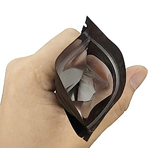 STUs 100 Pack Smell Proof Bags - 3 x 4.7 Inch Resealable Mylar Bags with Clear Window Foil Pouch Bag Flat Bag Matte Black