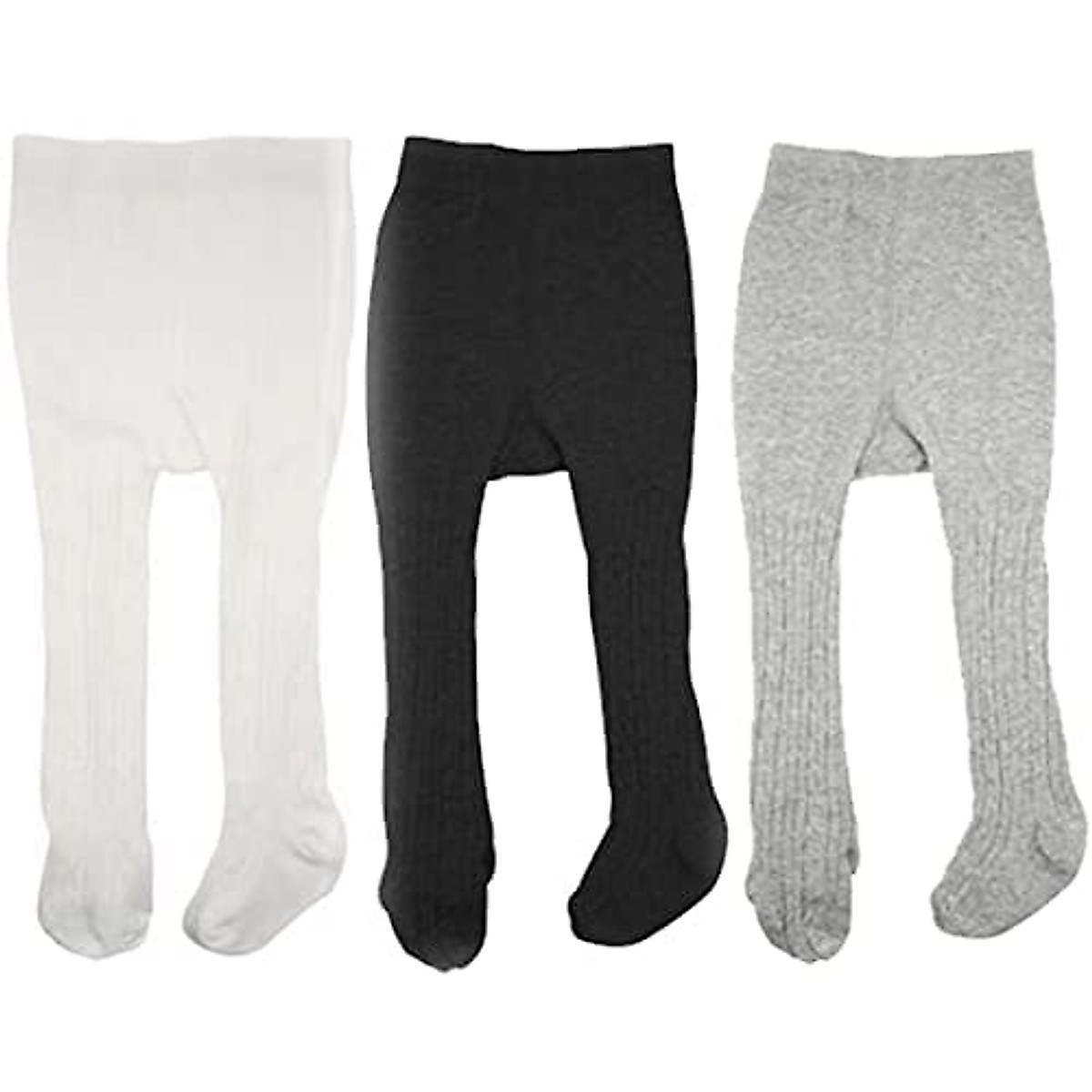 HLJgift 3 Pairs Baby Girls Boys Cotton Pants Tights Panties Stockings Leggings (6T-8T, black&white&grey)