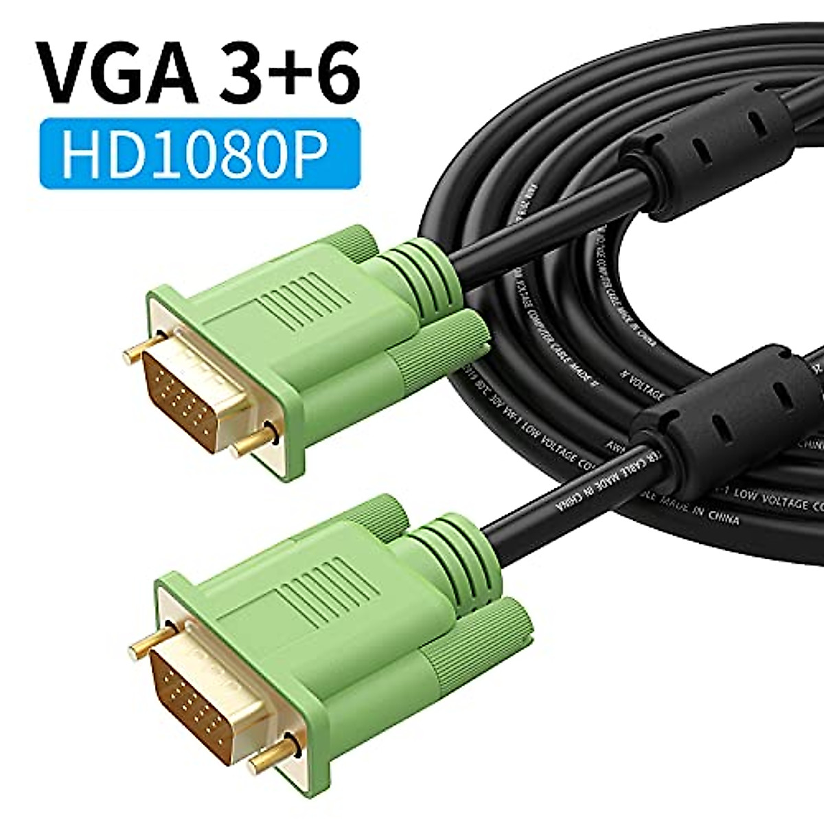 XXONE VGA Cable 15ft, VGA to VGA HD15 Monitor Cable for PC Laptop TV Projector-15Feet