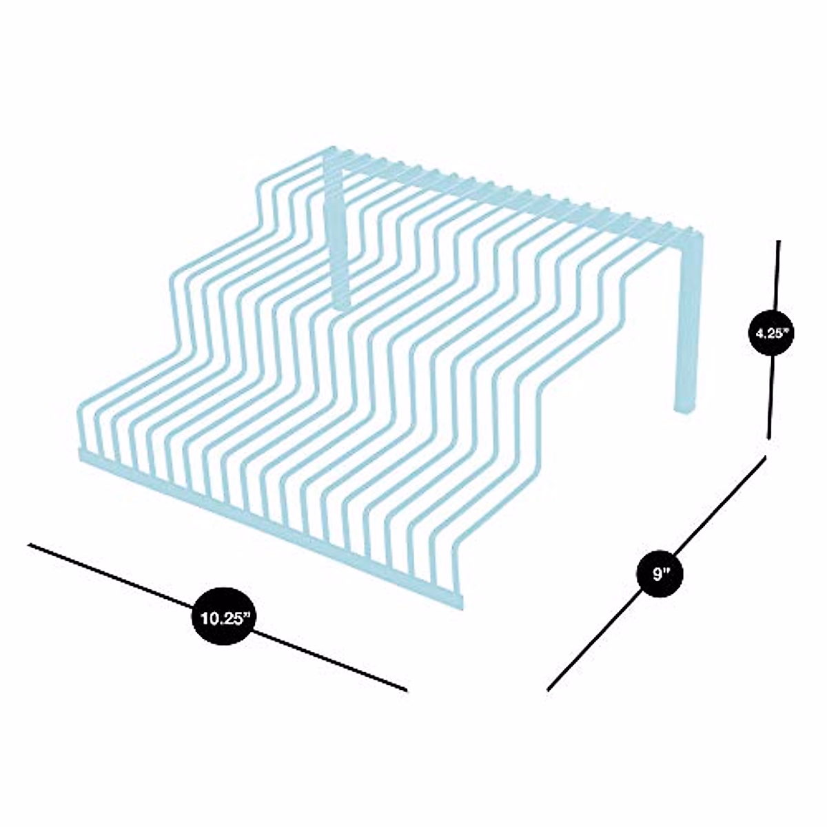 Smart Design Heavy Duty 3-Tier Spice Rack Shelf Organizer - Steel Metal Wire - Cupboard, Jars, Can, Cabinet and Pantry Storage Organization - Kitchen 10.25 x 4.25 Inch - Light Blue