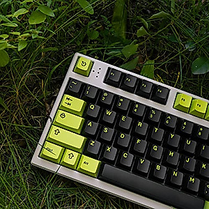 mintcaps Doubleshot Keycaps Green Black Keycaps 121 Keys Cherry Profile Custom Keycaps Set for Cherry MX Gateron Switches Mechanical Keyboards