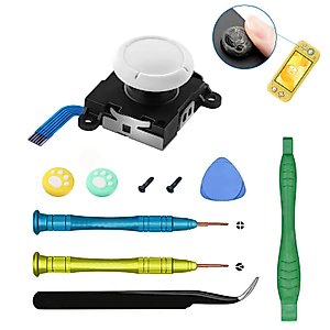 3D Replacement Joystick Analog Thumb Stick for Switch Lite - Include Tri-Wing, Cross Screwdriver, Pry Tools + 4 Thumbstick Caps, Switch Lite Drift Repair Tool Kit
