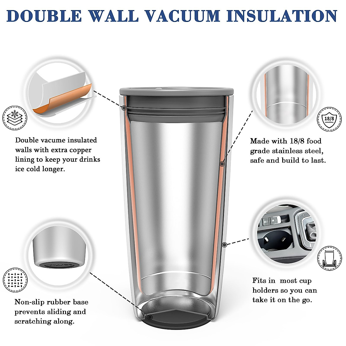 TILUCK 20oz Coffee Tumbler with Lid and Straw, Stainless Steel Double Wall Vacuum Insulated Travel Mug, Coffee Tumbler Water Cup with Leak Proof Lid (Cactus)