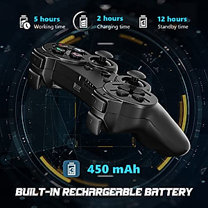 Kujian Game Controller 2 Pack Wireless 6-axis Dual Motors High Performance Gaming Controller for P3 with 2 USB Charging Cord