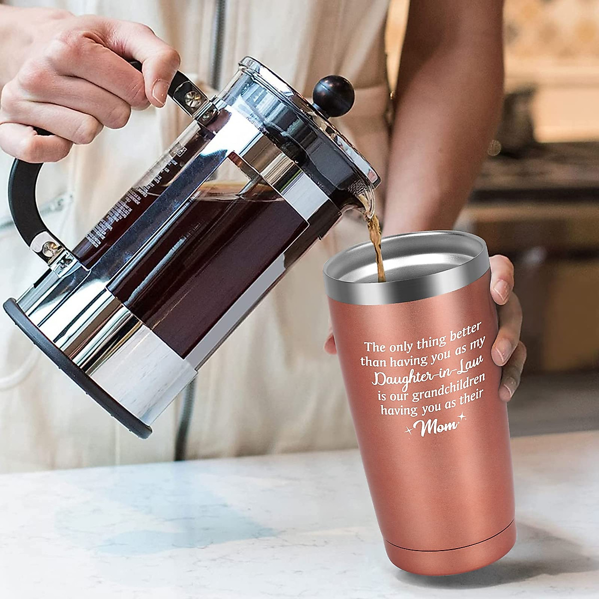GINGPROUS Daughter In Law Gifts, The Only Thing Better Than Having You Tumbler Mothers Day Birthday Christmas Gifts for Daughter In Law from Mother In Law, 20oz Insulated Travel Tumbler, Rose Gold