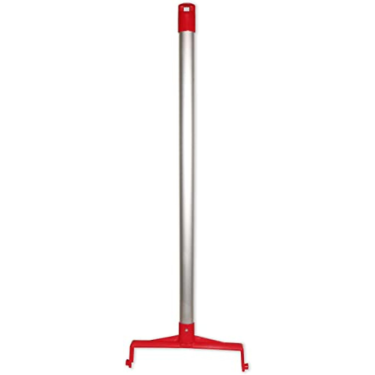 SPARTA Upright Dustpan with Aluminum Handle, Serrated Edge for Broom Combing, Secure Yoke Lock with Easy Storage Hanging Hole for Commercial Cleaning, Plastic, 30 Inches, Red
