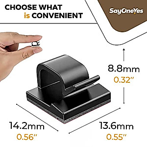 50 pcs Self Adhesive Cable Clips - Desk Cable Management Clips with Strong Adhesive Tapes – Wire Clips Cord Organizer for Home, Office and Car (Black - 50 Pack)