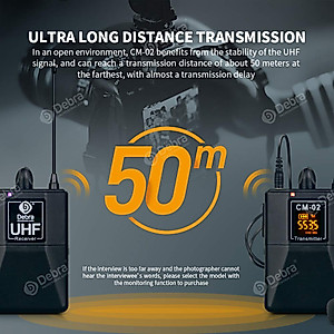 D Debra CM-02 UHF Wireless Lavalier Microphone with 30 Selectable Channels for DSLR Camera Phone Interview Live Recording, Wireless Lapel Microphone (CM-02)