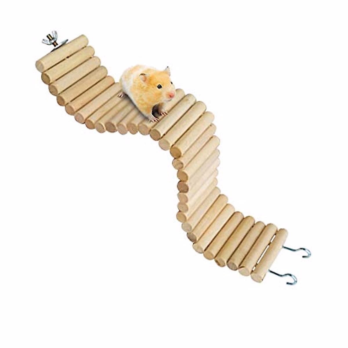 Syrian Hamster Bendy Long Wood Bridges,Dwarf Hamster Bendable Ladder Hideout Toys,Gerbil Chewing Natural Wooden Stuff for Teeth,Hamsters Cage Ramp Climbing Activity for Rodents,Mouse,Mice,Rat