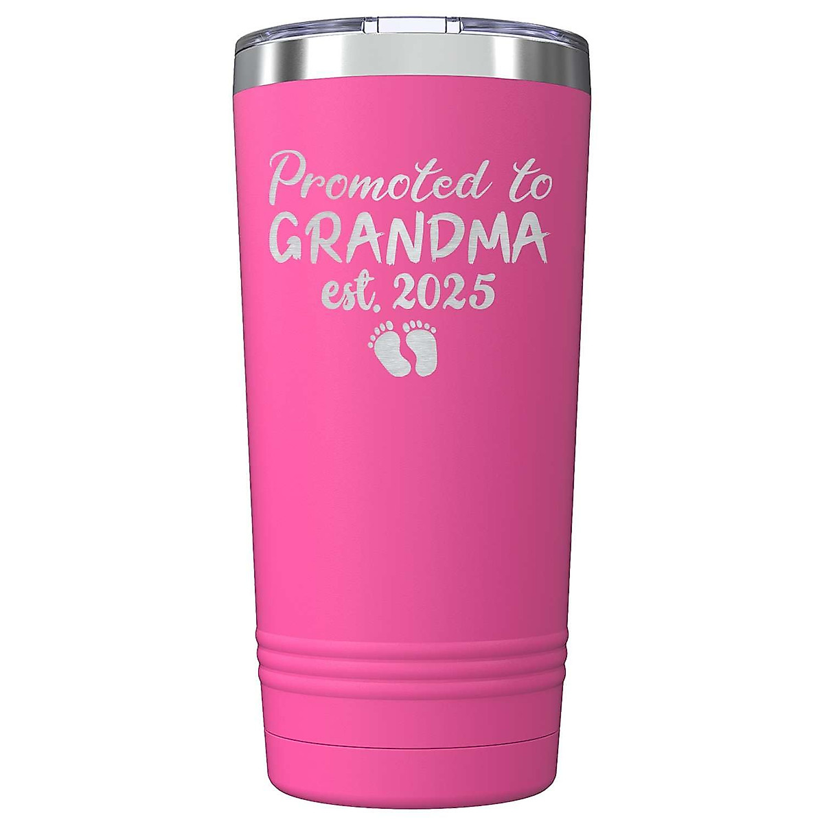 shop4ever Promoted to Grandma Est. 2025 Tumbler Insulated Tumbler 20 oz. with Lid, Stainless Steel Cups Travel Coffee Mug New Grammy Baby Announcement Gift (Pink)