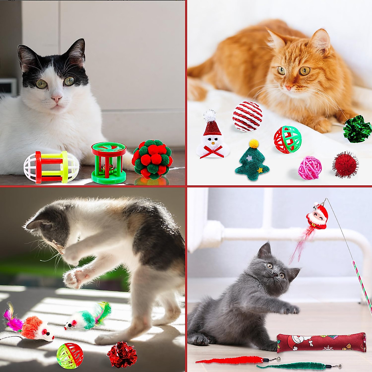 Cat Advent Calendar 2024, Christmas Countdown Calendar for Kitten with 24pcs Assorted Cat Christmas Toys Variety Pack Kitten Interactive Play Xmas Gifts